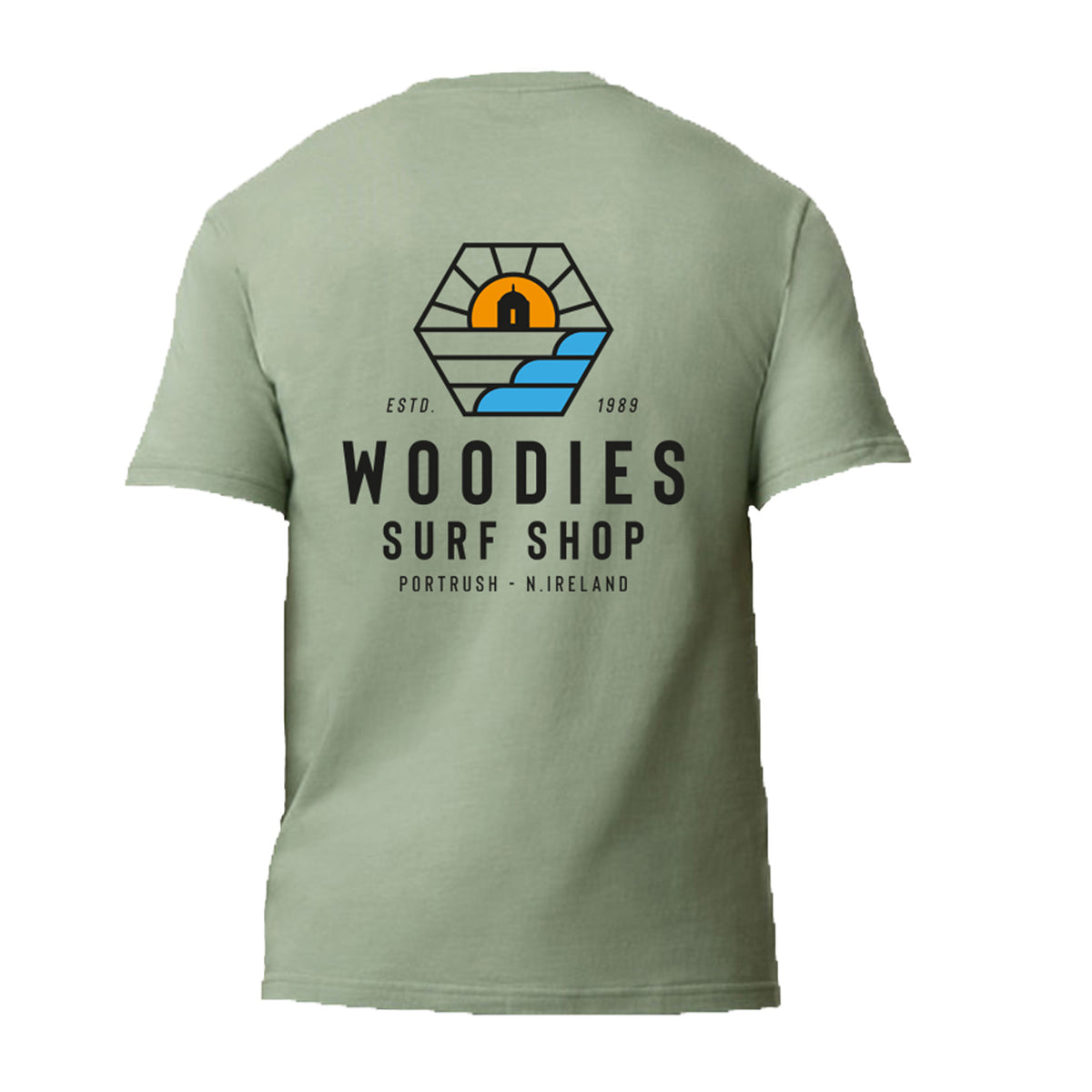 Woodies Temple Logo Tee - Sage – Woodies Surf Shop