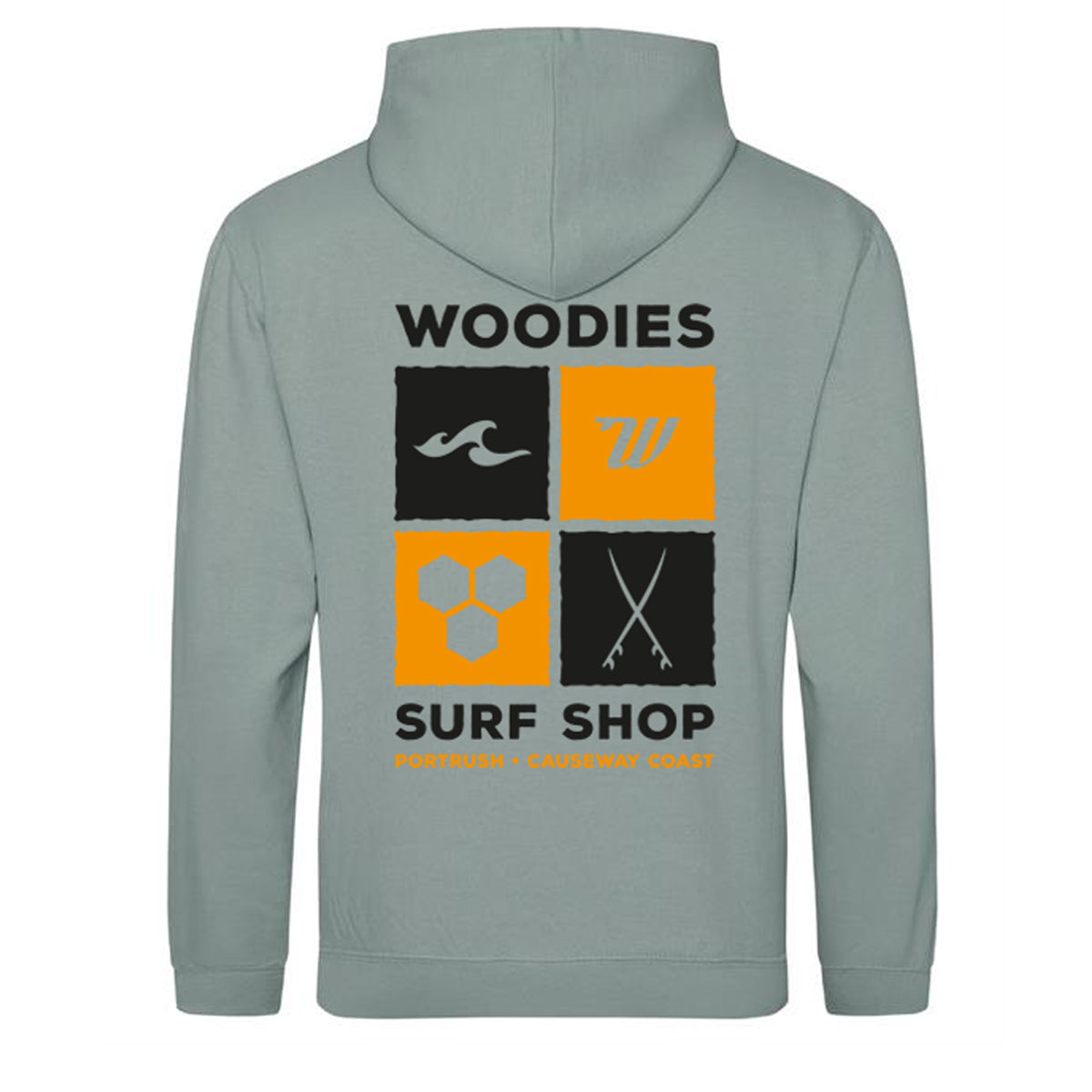 Woodies Hoody - Dusty Green - Tiles Logo – Woodies Surf Shop