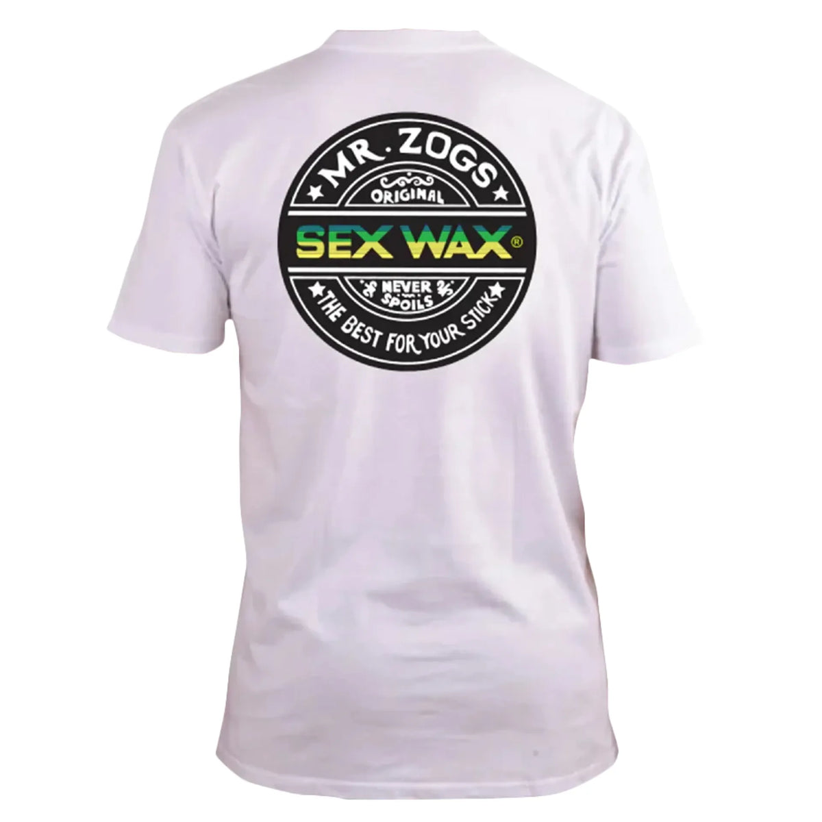 Mr Zogs Sex Wax T-Shirt - Word Fade - White/Green – Woodies Surf Shop